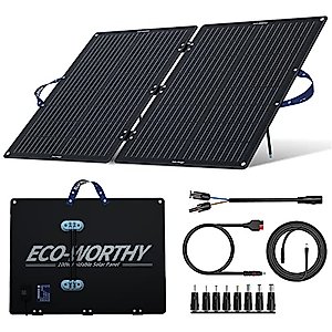 ECO-WORTHY 100W Portable Solar Panel, Foldable Solar Panel Kit with Adjustable Kickstand for Power Station Camping RV Travel Trailer