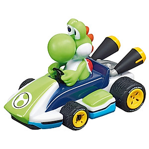 Carrera First Mario Kart - Slot Car Race Track with Spinners - Includes 2 Cars: Mario and Yoshi - Battery-Powered Beginner Racing Set for Kids Ages 3 Years and Up