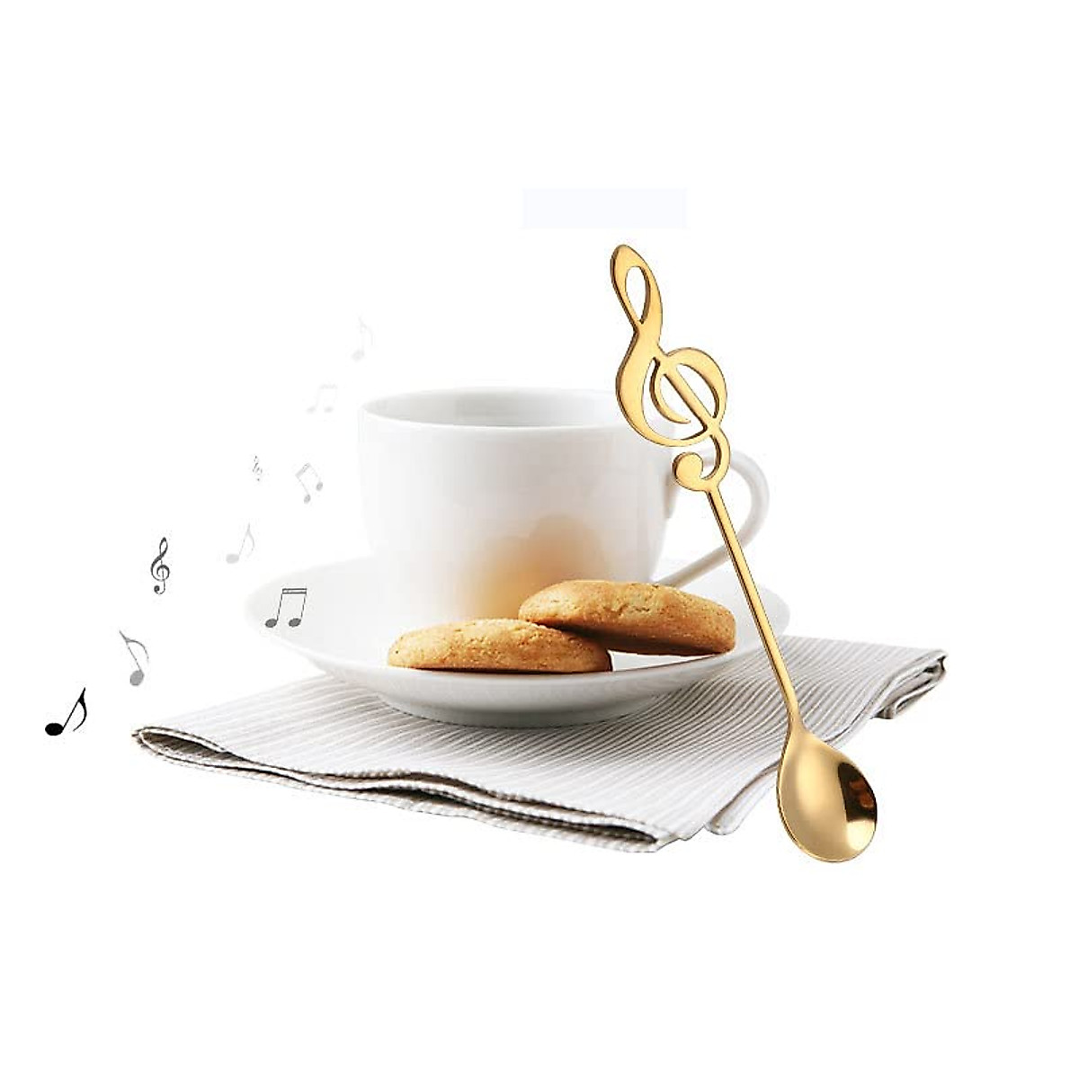 Music Tea Spoons Set Music Spoon 2 Pcs Stainless Steel Coffee Spoon 2Colors Dessert Ice Cream Spoons Gift Flatware