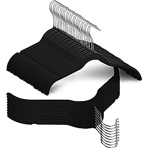 Utopia Home Premium Velvet Shirt Hangers - Non Slip Velvet Hangers - Durable and Slim - 360°-rotatable Hook -Hangers for Shirts,Blouses & Tops (Black,50)