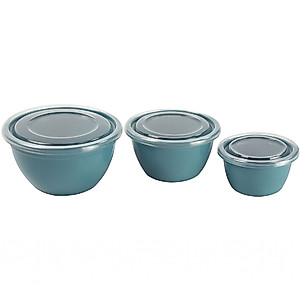 Wisconic 12-Piece Bowl Set - Plastic, Durable Kitchenware, Dishwasher Safe - Made in the USA - Prussian Blue & Light Teal