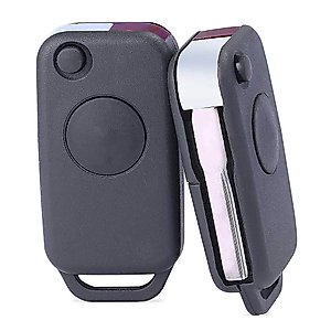 Keymall keyless Entry Remote car Key fob Shell Case 1 Button for Benz C E ML S HU64 Blank Blade