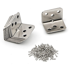 Pxyelec 20pcs L Bracket, Stainless Steel Right Angle Code Corner Brace Joint Bracket Angle, 6 Hole, 36mm x 28mm x 1.0mm (Thick)