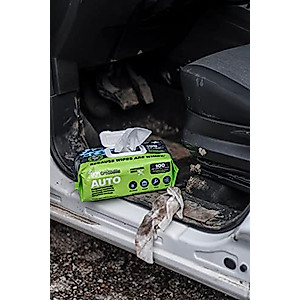 Crocodile Cloth Auto Cleaning Wipes - Clean Up Grease, Oil, and Adhesives on Hands, Tools, Parts, and More - 100 Large Disposable Wet Wipes for your Car. Safe on Face, Hands & Skin.