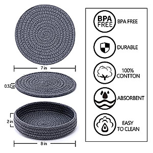 Trivets for Hot Dishes, Trivets for Hot Pots and Pans, 7 Inchs Hot Pads 5 Pcs and Storage Basket 1 Pack for Countertops, Pot Holders for Kitchen, Cotton Table Protector Hot Mats Heat Resistant (Mix)