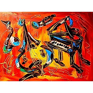 Modern Abstract Impressionist Art Deco - Oil Painting on Canvas- Signed with Certificate of Authenticity-size 20 X 16, Fine Arts, Stretched - Gallery Wrap - Ready to Display
