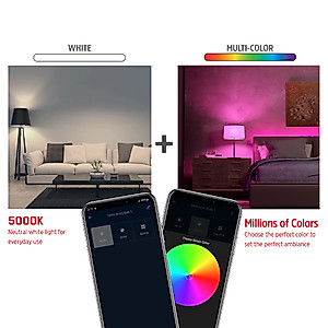 Energizer Connect Smart A19 LED White & Multi-Color RGB Light Bulbs with Voice Control and Remote Access Through Your Smartphone | Compatible with Alexa and Google Assistant, 2 Pack