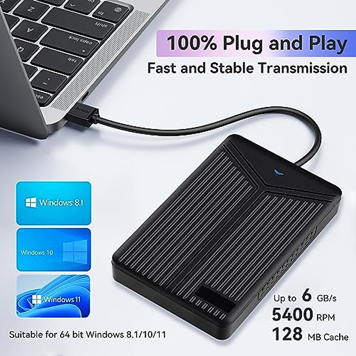 Retro Game Console HDD 5T Hyper Base Mix, Emulator Console with 63139 Video Games, 3 Game System Launchbox/Retrobat/Playnite, Plug and Play for Win 8.1/10/11, Game Hard Drive Support 5400 RPM, 6GB/s