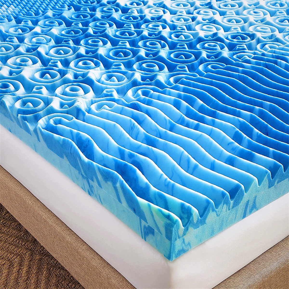 Queen Size 4" Gel Lux Memory Foam Mattress Topper: Contouring Comfort, Pressure Relief Zones, Cooling Gel Infusion, Air Flow Tech, Medium Firm Support, CertiPUR-US Certified