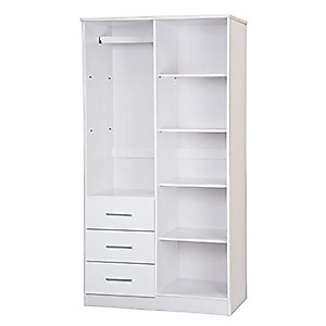 Palace Imports Metro 100% Solid Wood Wardrobe with Mirror, White