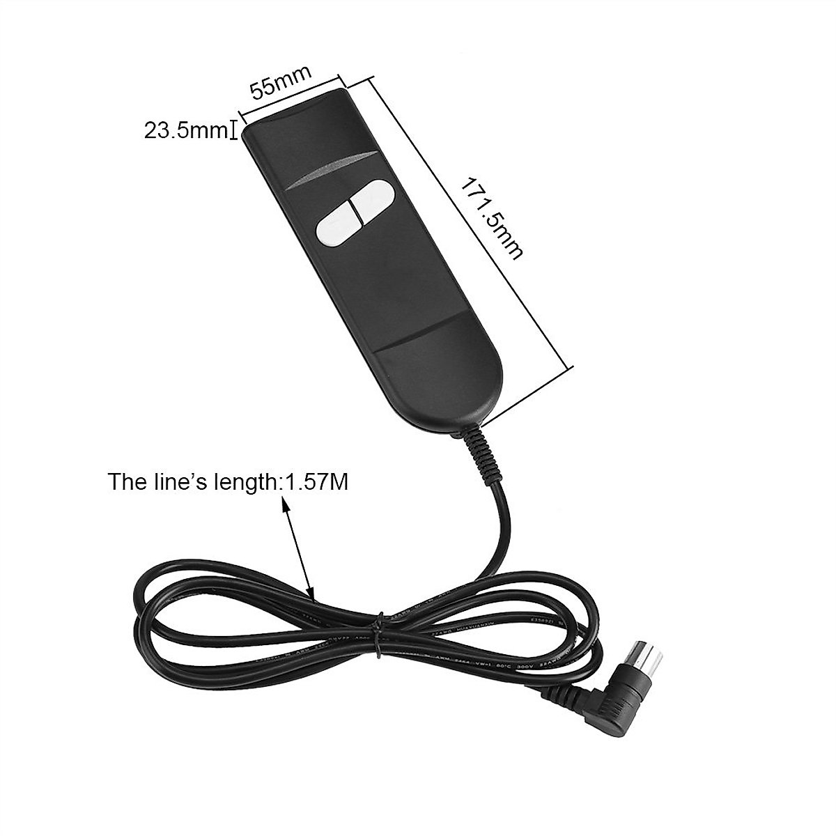 2 Button 5 Pins Hand Controller, Multiple Uses 2 Button 5 Pins Plug Connector Recliner Hand Control, Remote Replacement Part for Lift Chairs Electric Recliner, for 5-Pin 4-Core Sofa, Black