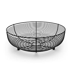 CAXXA Countertop Fruit Bowl, Wire Basket for Fruits, Breads, Vegetables,Snacks, BLACK