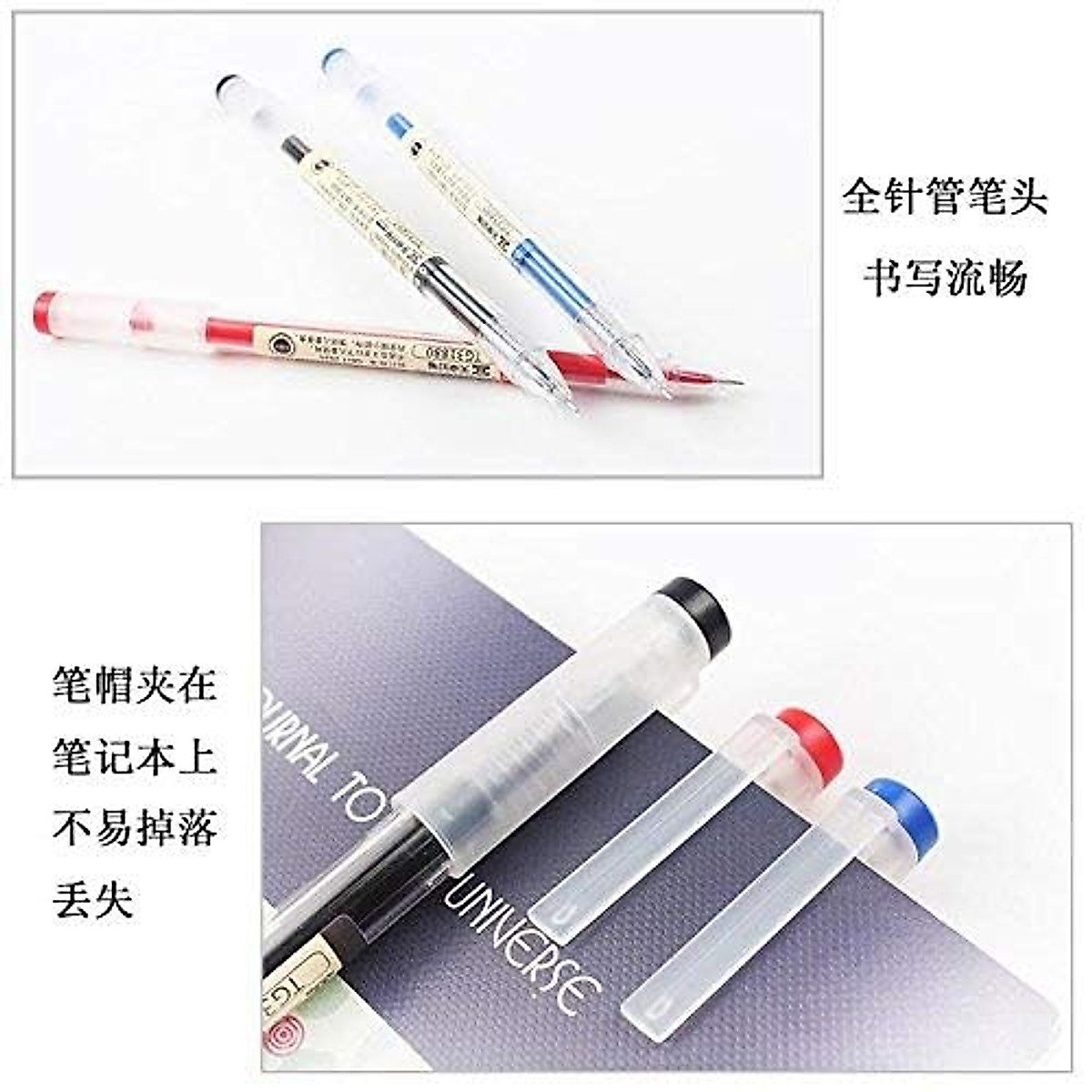 Gel Ink Pen Extra fine point pens Ballpoint pen Liquid Ink Rollerball Pens 0.35mm Premium Quick Drying Pen for Japanese Office School Stationery Supply 12 Packs (4 Black 4 Blue 4 Red)