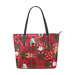 senya Christmas Snow Man Santa Claus Handbags Shoulder Bags Leather Crossbody Handbag for Women Tote Satchel