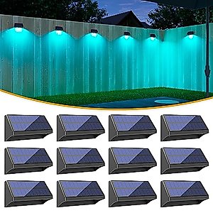 VOLISUN Solar Fence Lights 12 Pack, Warm White & RGB, LED Fence Lights Solar Powered, Fence Solar Light Outdoor Waterproof IP65, Solar Deck Light Decor for Backyard Fence Post Patio Wall Garden