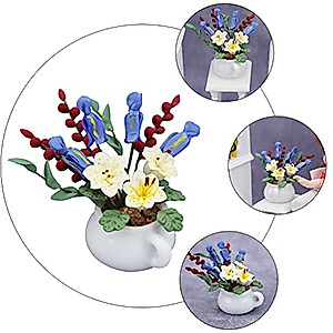 VALICLUD Mini White Pot Green Plant Flower Ornaments Desktop Accessories Tabletop Accessories Supplies Flower Model Mini Fake Plants Mini Plant Decor Resin Flower Decoration Artificial