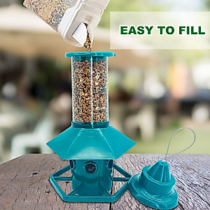 Squirrel Proof Bird Feeder for Outdoors Hanging, Gravity Protection Squirrel Proof Wild Bird Feeders for Outside