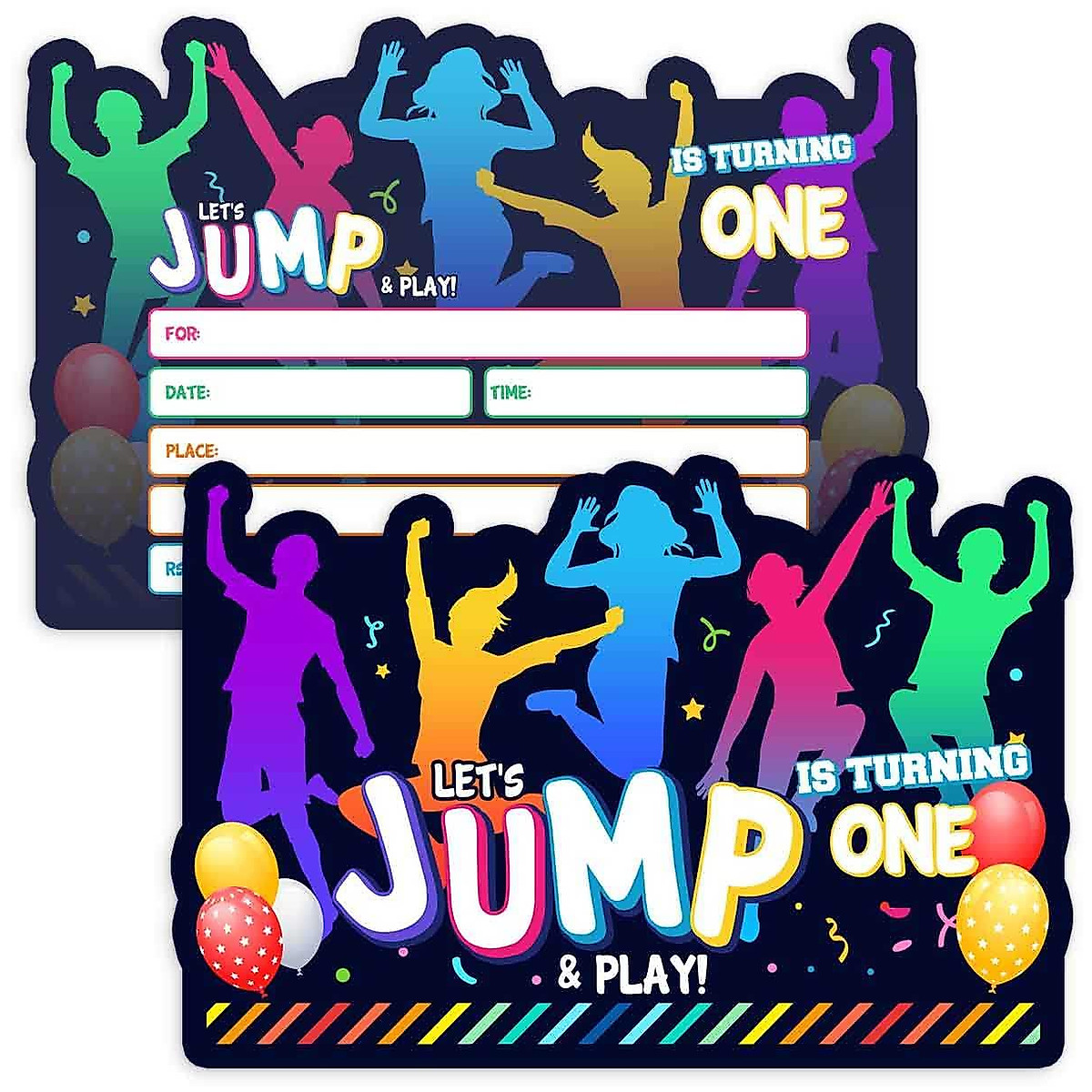 Simimi art 1st Bounce House or Jumping Theme Birthday Party Invitations - Trampoline Jump Birthday Invite - Trampoline Birthday Party - 30 Cards + 30 Envelopes