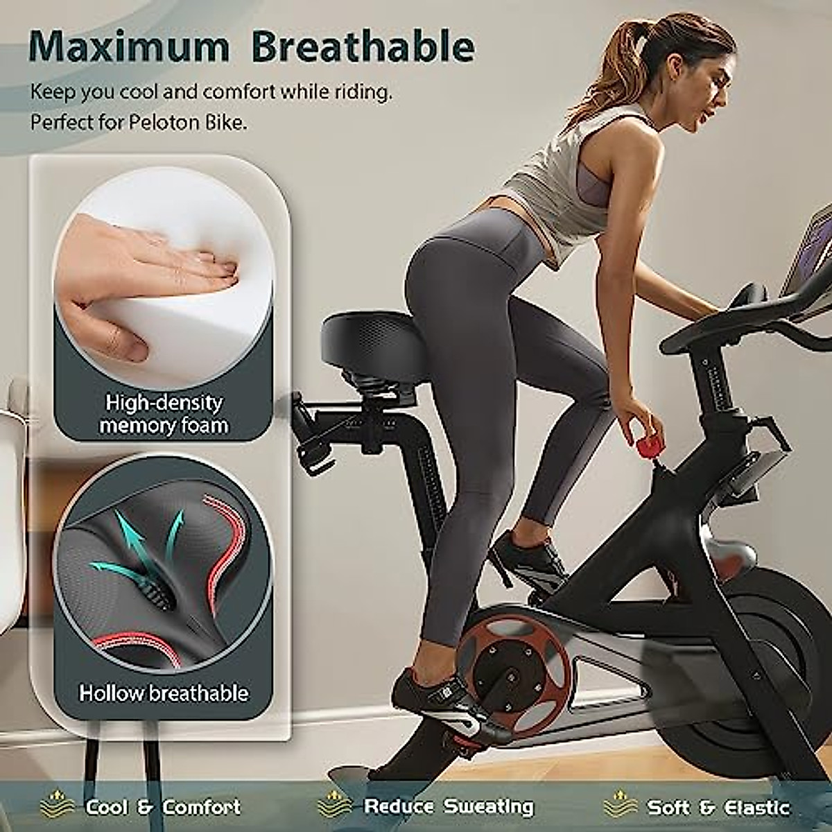 YODOTE Oversized Bike Seat for Peloton Bike & Bike+, Comfort Wide Bike Seat Bicycle Saddle Replacement for Women & Men, Compatible with Peloton, Spin Bike, Exercise Bike or Road Bike