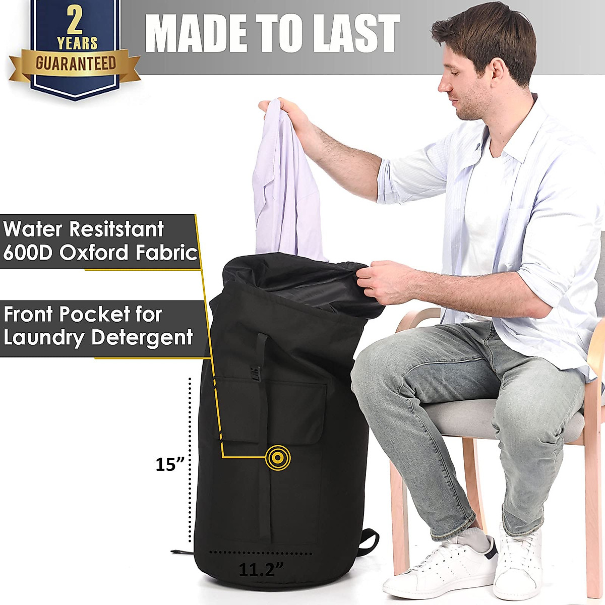 Ãzhido Backpack Laundry Bag, 115L Laundry Bag Heavy Duty Extra Large, Sturdy Laundry Backpack, Portable Laundry Bag with Straps, Laundry Bag Backpack for College Dorm, Apartment, Laundromat