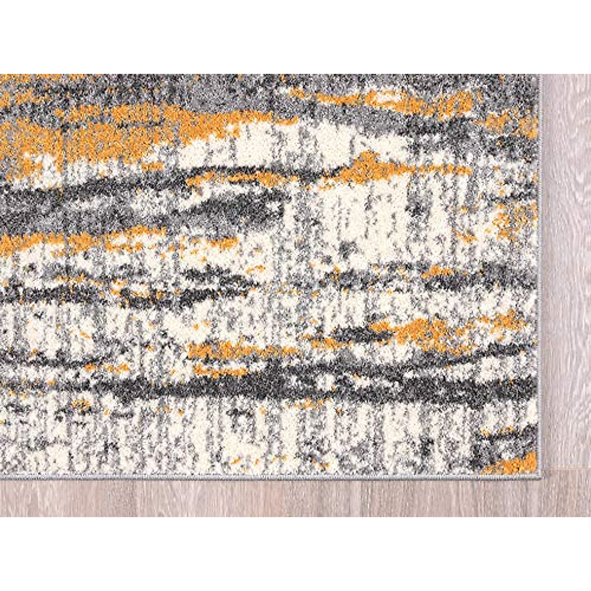 Abani Rugs Grey & Yellow Painted Pattern Area Rug Bold Rugged Contemporary Modern Style Accent, Laguna Collection | Turkish Made Superior Comfort & Construction | Stain Shed Resistant (5' x 7')