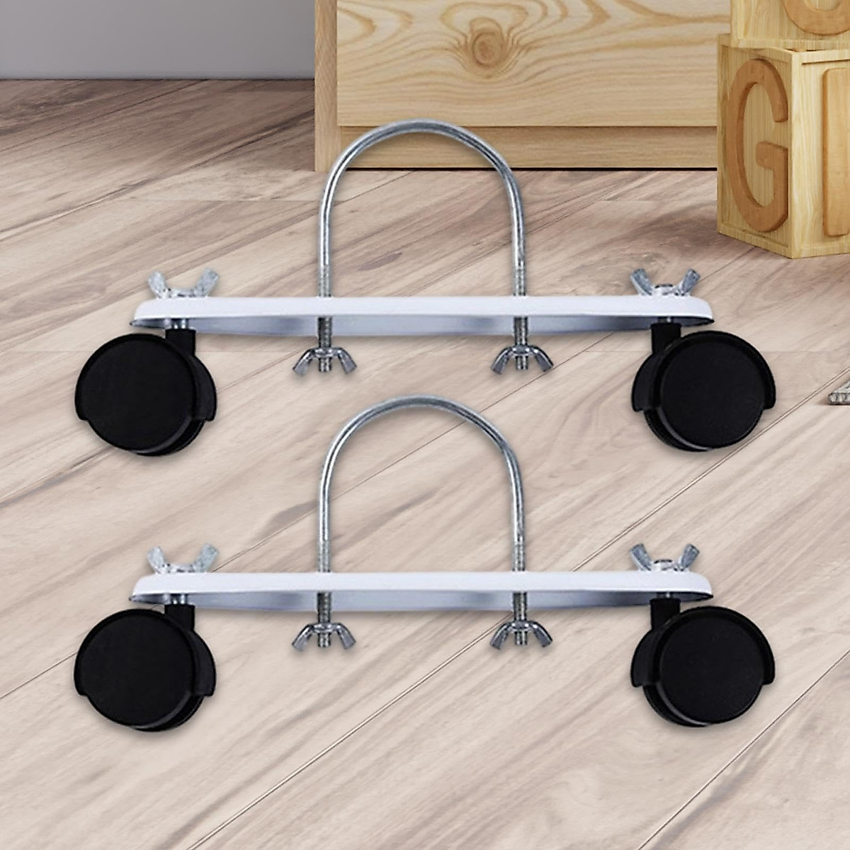 2 Sets of Mobile Pulley Brackets, Casters Swivel Replacement Wheels for Oil Filled Heater Mounted Roller Wheel, 360 Degree Rotary Caster Easy to Move 8.3inch Long Accessories