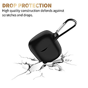 Case for JBL Tune 225/220TWS, WQNIDE Silicone Case Cover Skin, [with Carabiner] Scratch Proof&Shockproof for JBL Tune 225TWS True Wireless Earbud Headphones (Black)