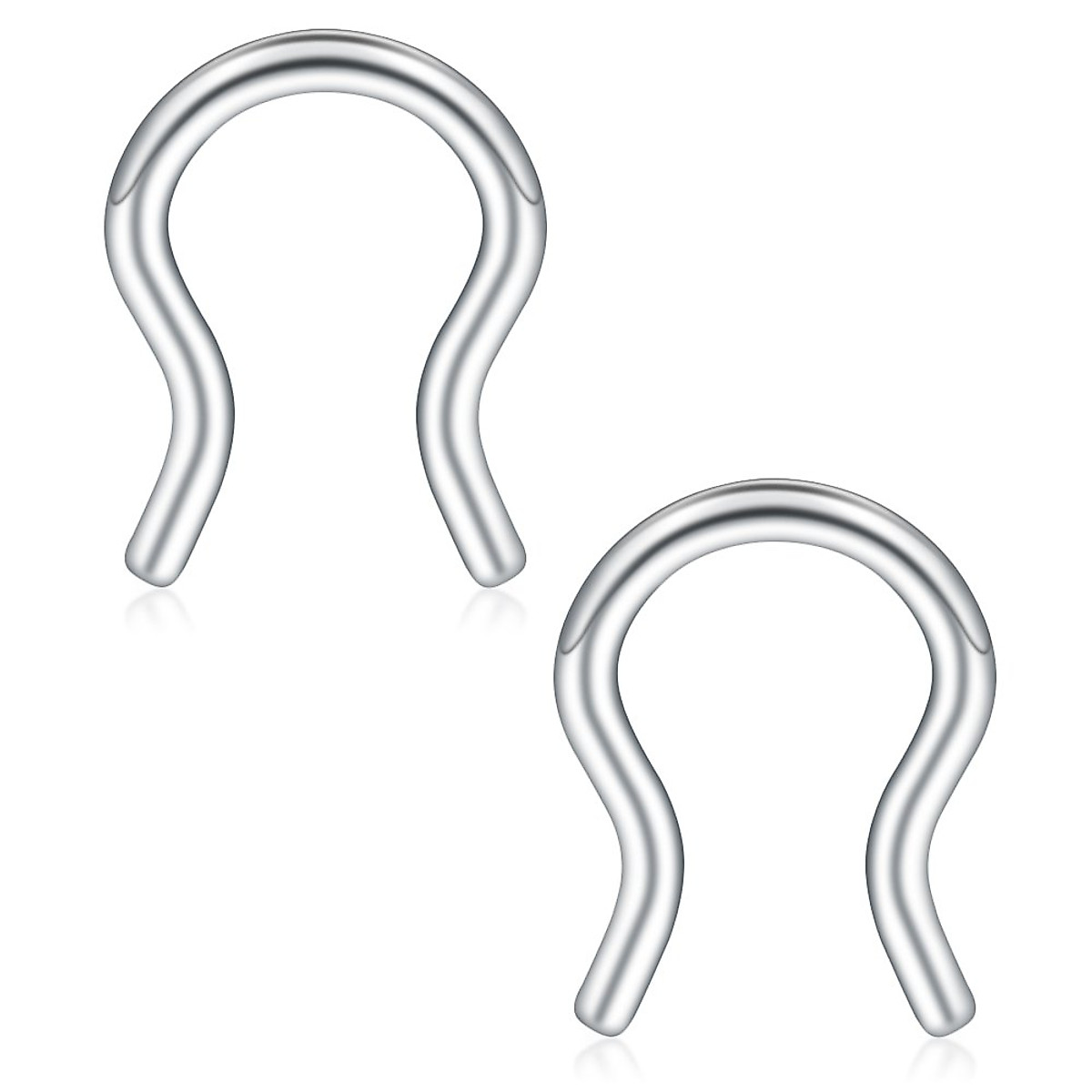 Ruifan 316L Surgical Steel U-Shaped & Horseshoe Nose Septum Hanger Retainer Nose Hoop Cartilage Tragus Rings 14g 6PCS - Silver