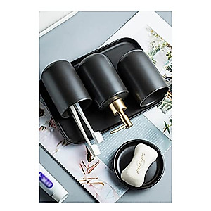 LJXX Bathroom Accessory Set, 4 Pieces Ceramic White Bathroom Accessories for Home and Hotel,Includes Soap Dish, Soap Dispenser Pump, Tumbler, Toothbrush Holder (White)