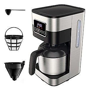 Boly Coffee Maker with Thermal Carafe 8 Cup, Programmable Coffee Maker Drip with Timer and Coffee Pot, Automatic Coffee Machine Includes Reusable Filter