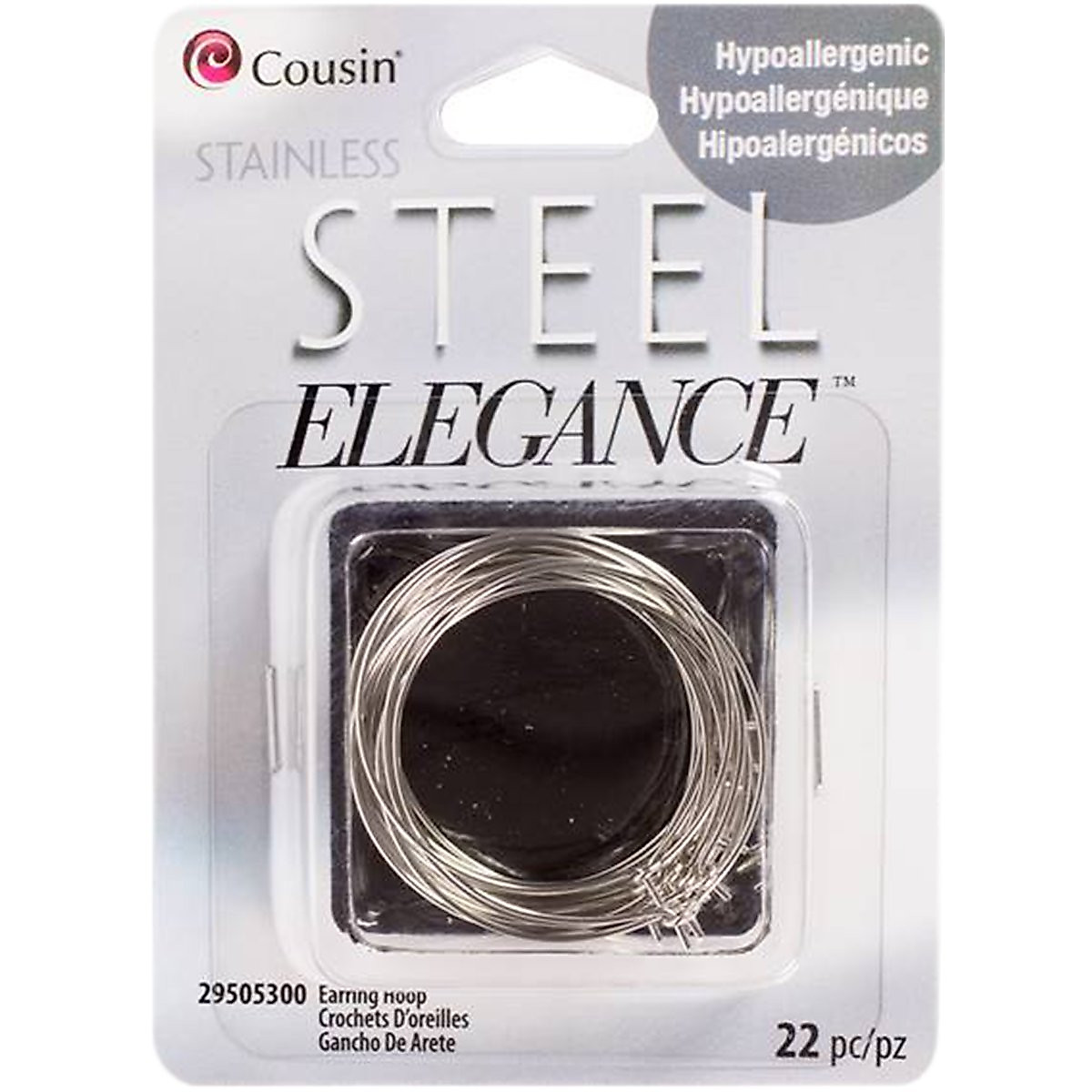 Cousin DIY Hypoallergenic Hoop Earrings, 30mm, Silver (Pack of 2)