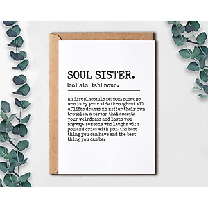 Soul Sister Card - Funny Sister Greeting Card - Sister Gifts - Christmas Thanksgiving Birthday Card For Soul Sister - Best Friend Gift Idea