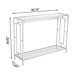 SSLine Toughened Glass Console Table,Clear Glass Accent Console Sofa Table,Entry Tables with Shelf for Hallway, Sofa Living Room,Narrow Spaces