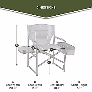 TIMBER RIDGE Lightweight Camping Chair, Portable Laurel Director's Chair with Foldable Side Table, Cooler Bag & Mesh Pocket, Compact Outdoor Folding Lawn Chair, Supports 300lbs, Grey
