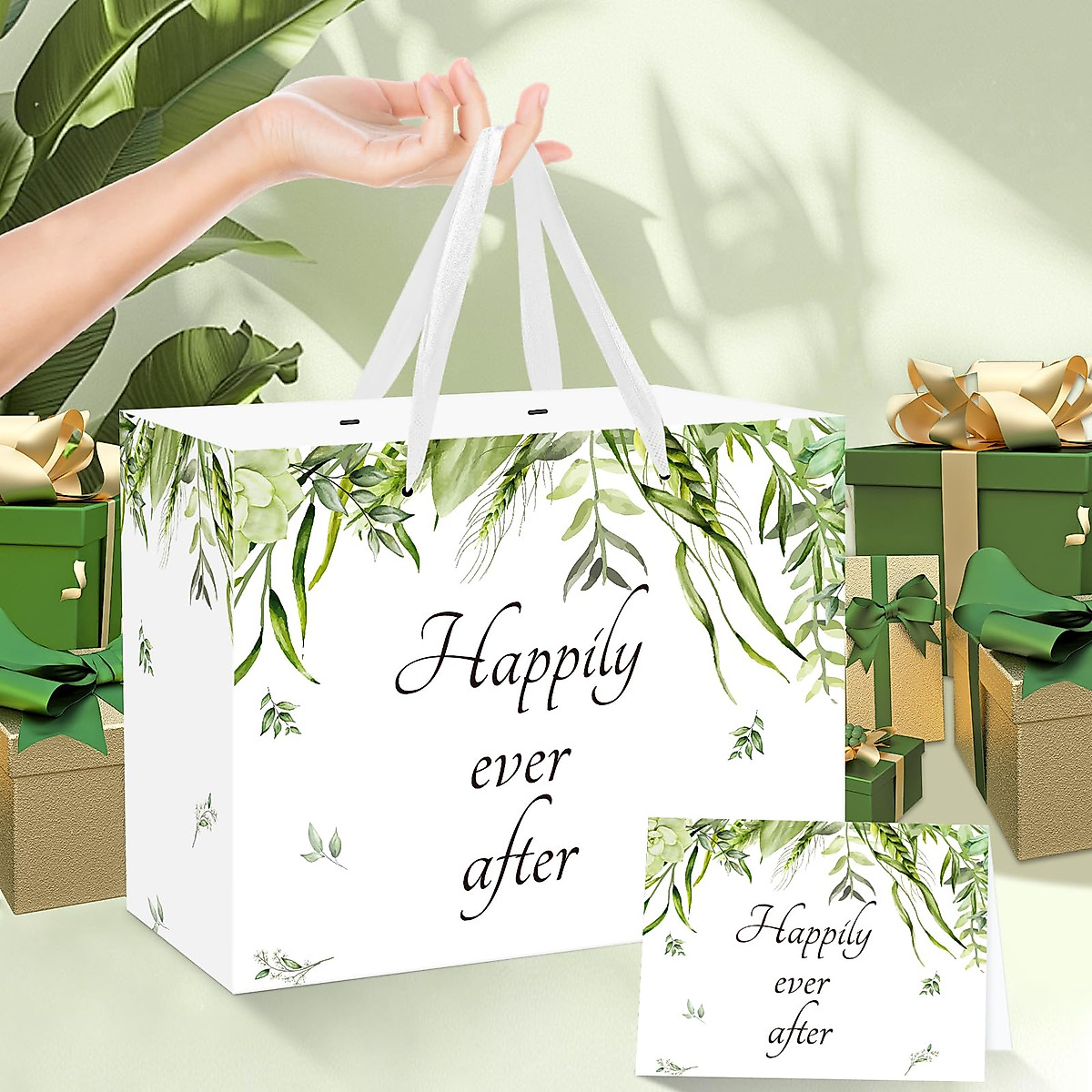 Wedding Paper Gift Bag Bridal Shower Gift Bag with Tissue Paper Card Christmas Bride to Be Wrapping Paper Bag Engagement Wedding Shower Bags for Wedding Bride Engagements Anniversary Birthday Gifts