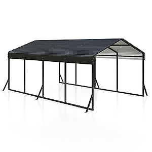 AIRWIRE Carport 12x20 FT Metal Carport with Reinforced Base Outdoor Heavy Duty Garage Galvanized Car Shelter for Pickup, Boat, Car and Tractors