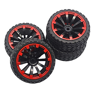 4Pack ShareGoo OD 2.55" 12mm Hex Wheel Rims & Rubber Tires Set Compatible with HSP Redcat HPI Tamiya 1/10 RC On-Road Touring Drift Car