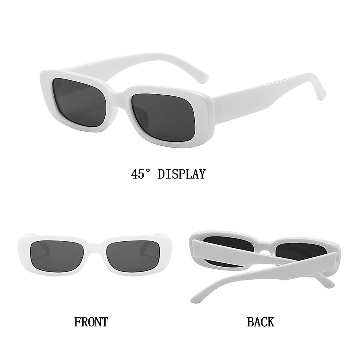MIDEJACY Rectangle Sunglasses for Women Men Trendy Fashion Retro, 90s Y2K Vintage Narrow Square Frame Sunglasses Cool