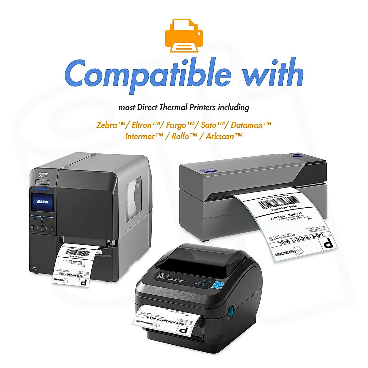 2" x 2" Square Direct Thermal Label - Compatible with Rollo Label Printer & Zebra Desktop Printers – 1” Core, Multipurpose Candle QR Barcode Sticker, Adhesive & Perforated - 4 Rolls, 750/Roll