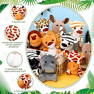 Leitee 10 Pieces Mini Plush Safari Stuffed Animals 4.8 Inch Small Jungle Animal Plush Bulk Lion Tiger Elephant Giraffe for Christmas Stockings Classroom Goodie Bag Gifts Plush Decor, 10 Styles