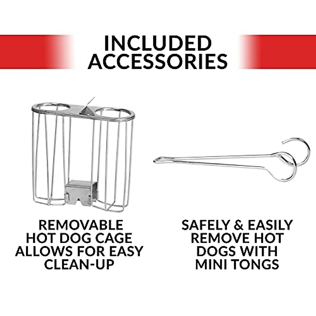 Nostalgia Coca-Cola 2 Slot Bun Mini Tongs, Hot Dog Toaster Works with Chicken, Turkey, Veggie Links, Sausages and Brats, Retro Red