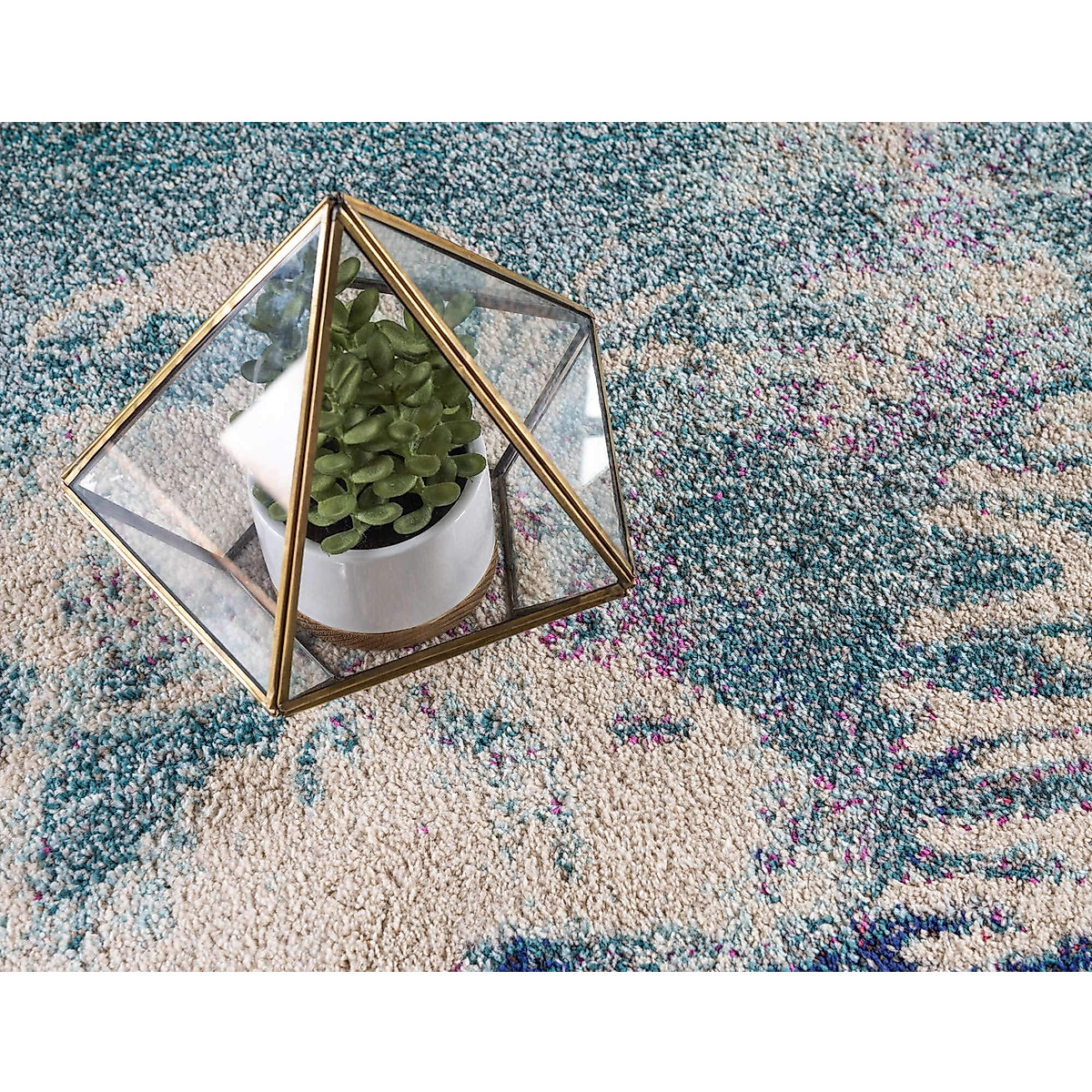 Unique Loom Positano Collection Coastal Modern Coral Lobster Shells Light Blue Runner Rug (2' x 7')