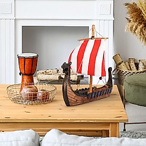 Haokaini Traditional Chinese Dragon Head Pirate Sailboat Resin Crafted Boat Model Viking Pirate Ship Art Craft Boat Ofiice Decoration