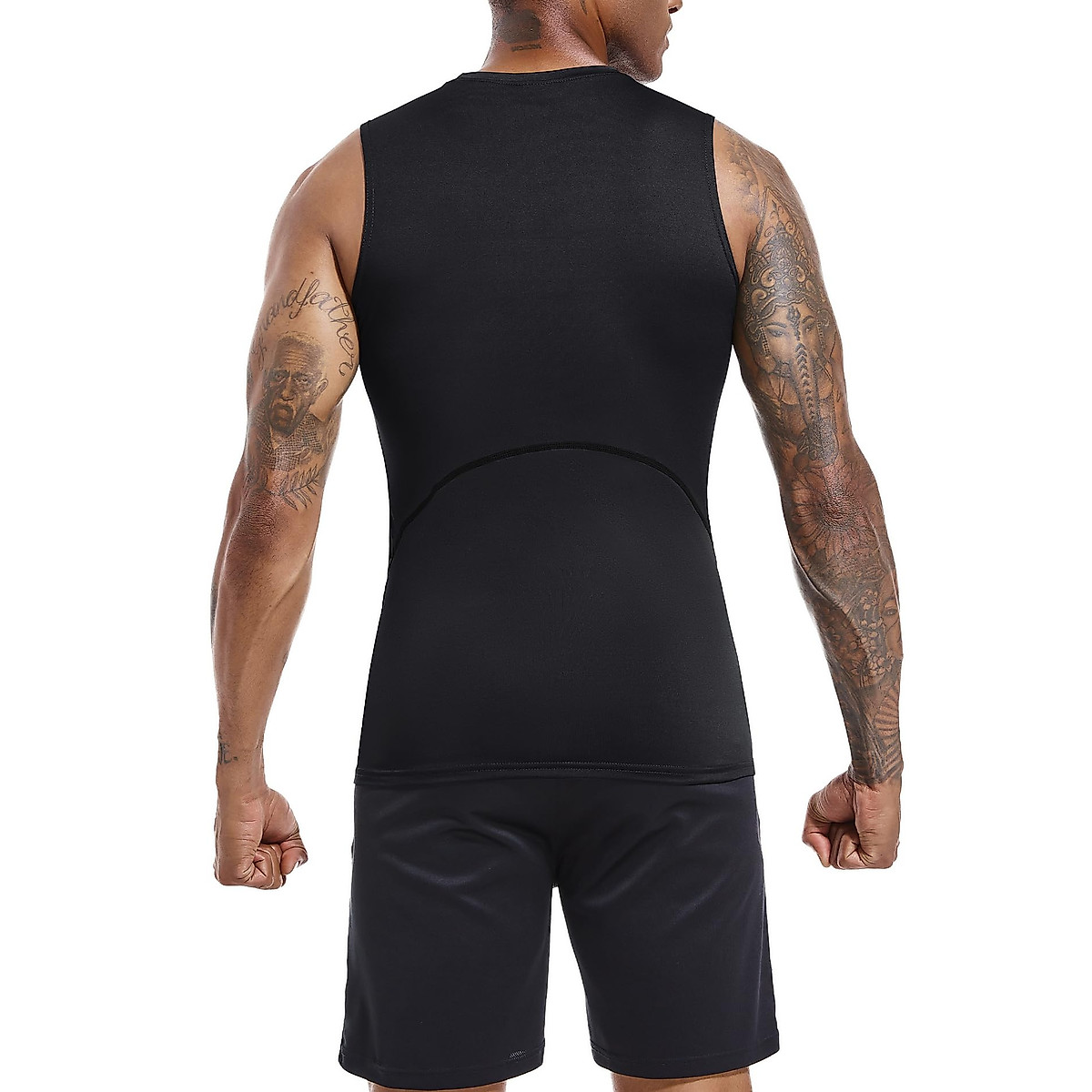 Holure Men's 5 Pack Compression Tank Tops Athletic Muscle Tee Fitness Bodybuilding Sleeveless T-Shirt Black/Black/Black/Black/Black 03-S