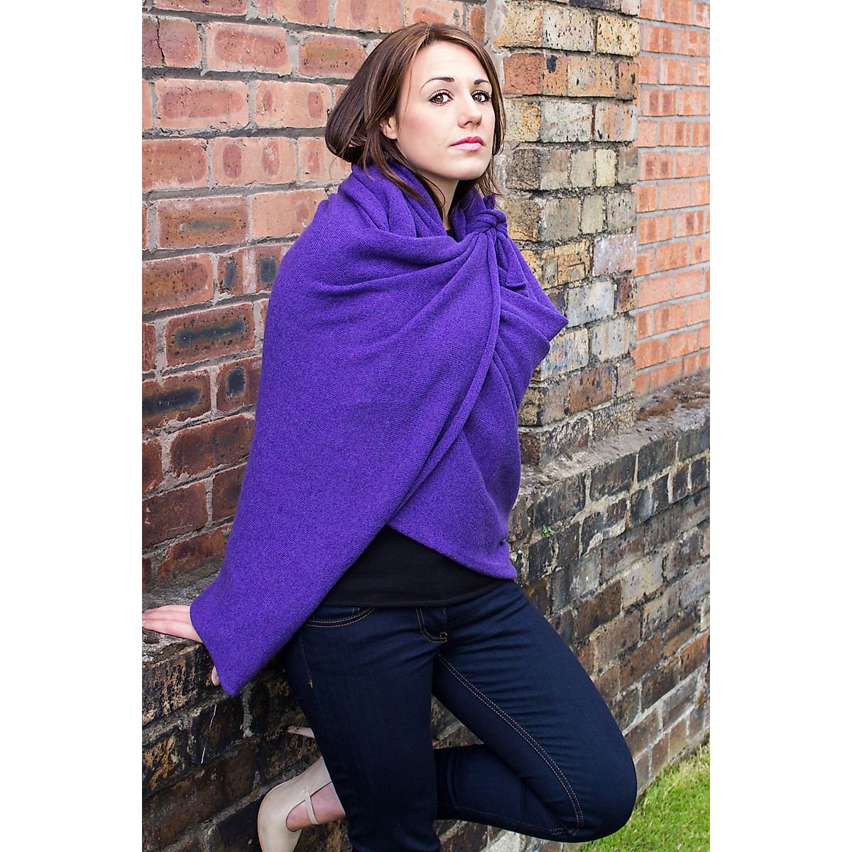 Love Cashmere Women's 100% Cashmere Wrap Scarf - Denim Blue - hand made in Scotland RRP $350