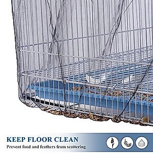 Mogoko Universal Bird Cage Seed Catcher,Seed Catcher Guard Net Cover,Parrot Nylon Mesh Net Cover,Soft Airy Cage Net Stretchy Skirt for Round Square Cages