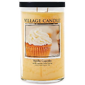 Village Candle Vanilla Cupcake Large Tumbler Jar Candle, 19 Oz, Traditions Collection, Ivory