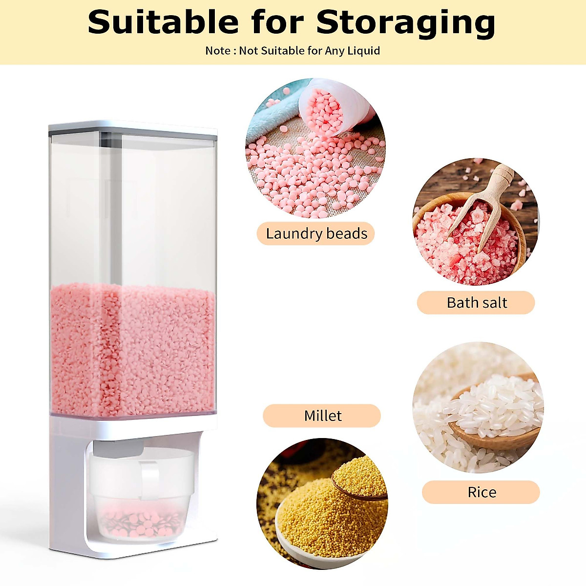 52.5 Oz Laundry Scent Beads Dispenser, Booster Beads Dispenser for Room Organization, Suitable for Salt, Dry Food, Rice &Washing Powder