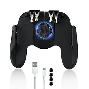 Mobile Game Controller w/ Silent Cooling Fans/Phone Holder Gamepad Fits for 4.7"-6.5" (iOS/Android), for Games Including Fortnite, PUBG, Call of Duty, Rules of Survival, Knives Out, Cross Fire