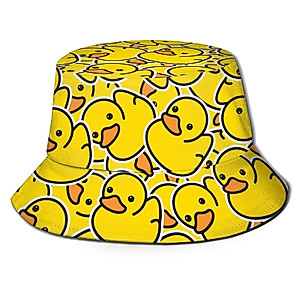 Rubber Duck Pattern Bucket Hats Fashion Sun Cap Packable Outdoor Fisherman Hat for Women and Men